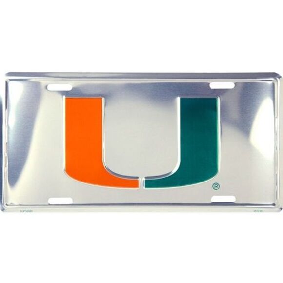 Signs4Fun | Accents | Miami Hurricanes Ncaa Silver Mirror License Plate ...